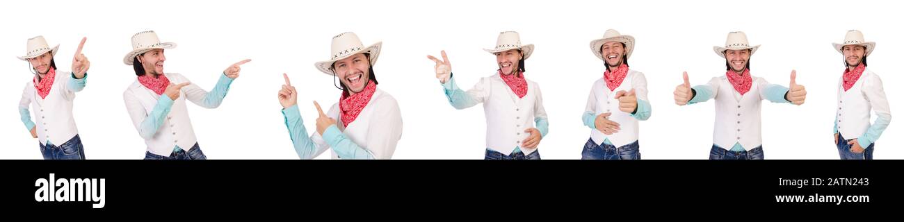 The cowboy isolated on the white background Stock Photo - Alamy