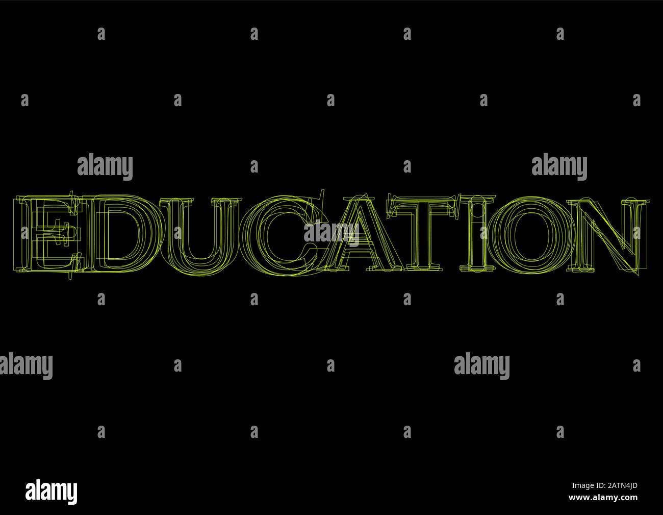 Vector word education, green light on black background Stock Vector ...