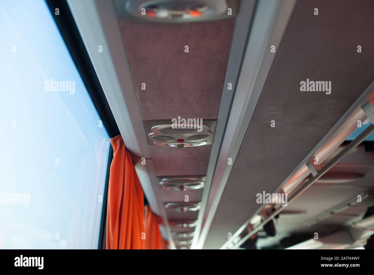 detail of bus interior. transport, tourism, road trip Stock Photo - Alamy
