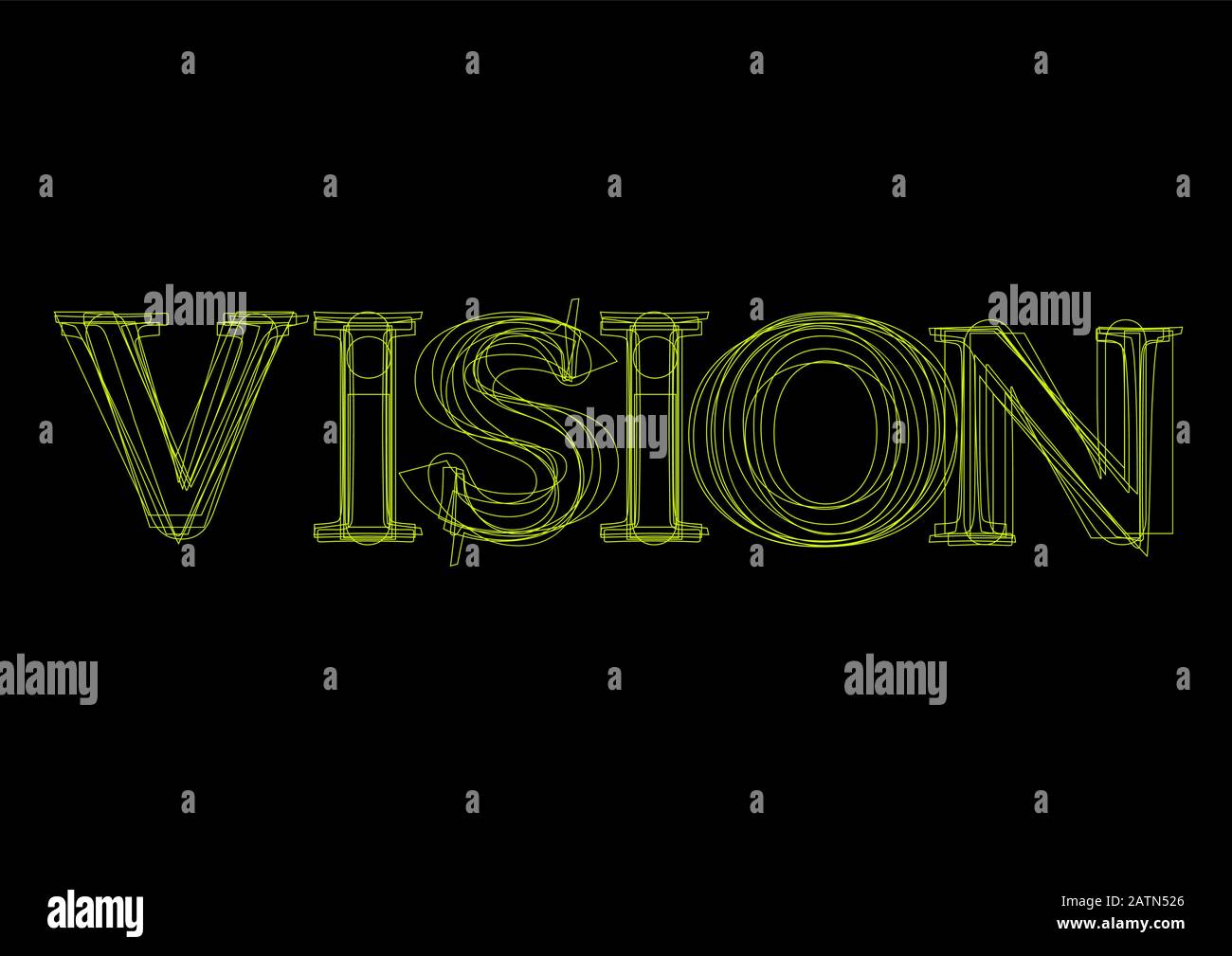Vector word vision, green light on black background Stock Vector Image ...