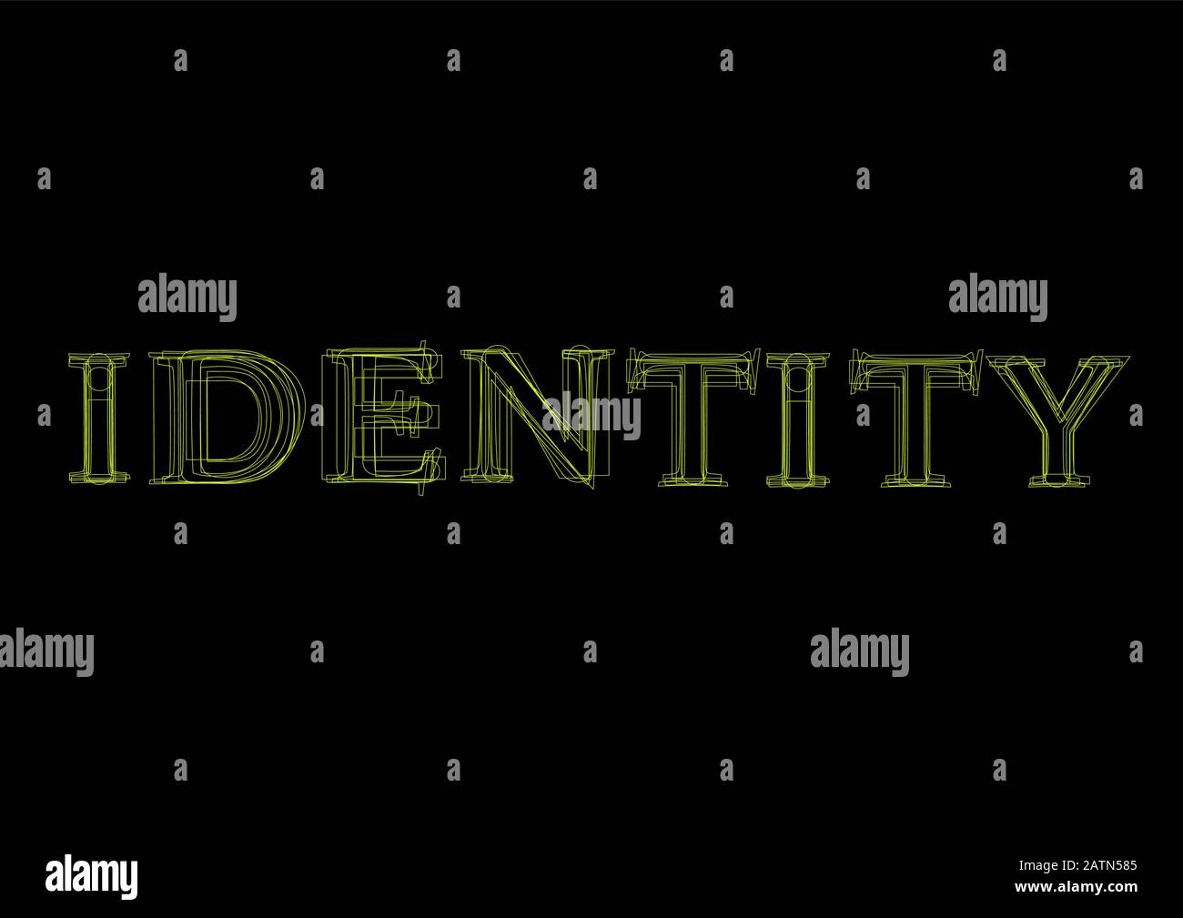 Vector word identity, green light on black background Stock Vector ...