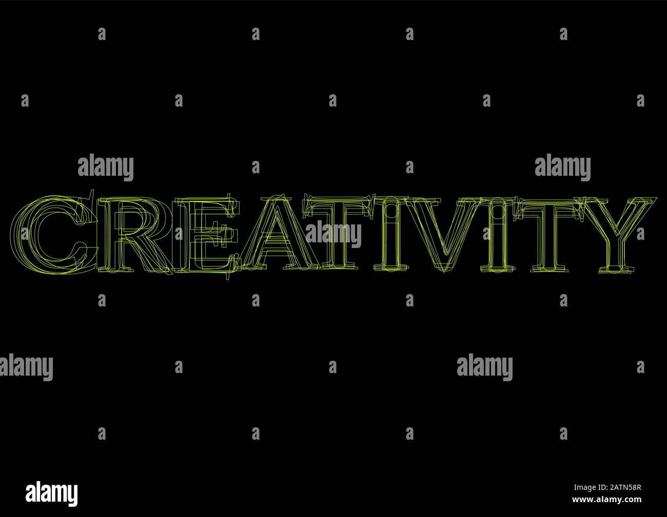 Vector word creativity, green light on black background Stock Vector ...