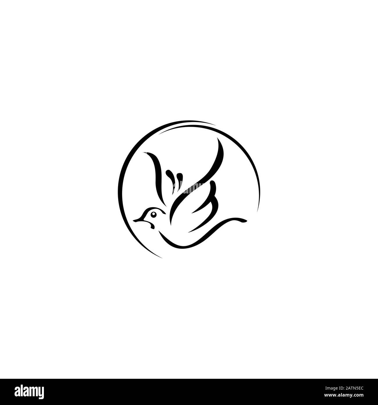 birds with spread flittering wings. Swallow, parrot or dove bird symbol ...