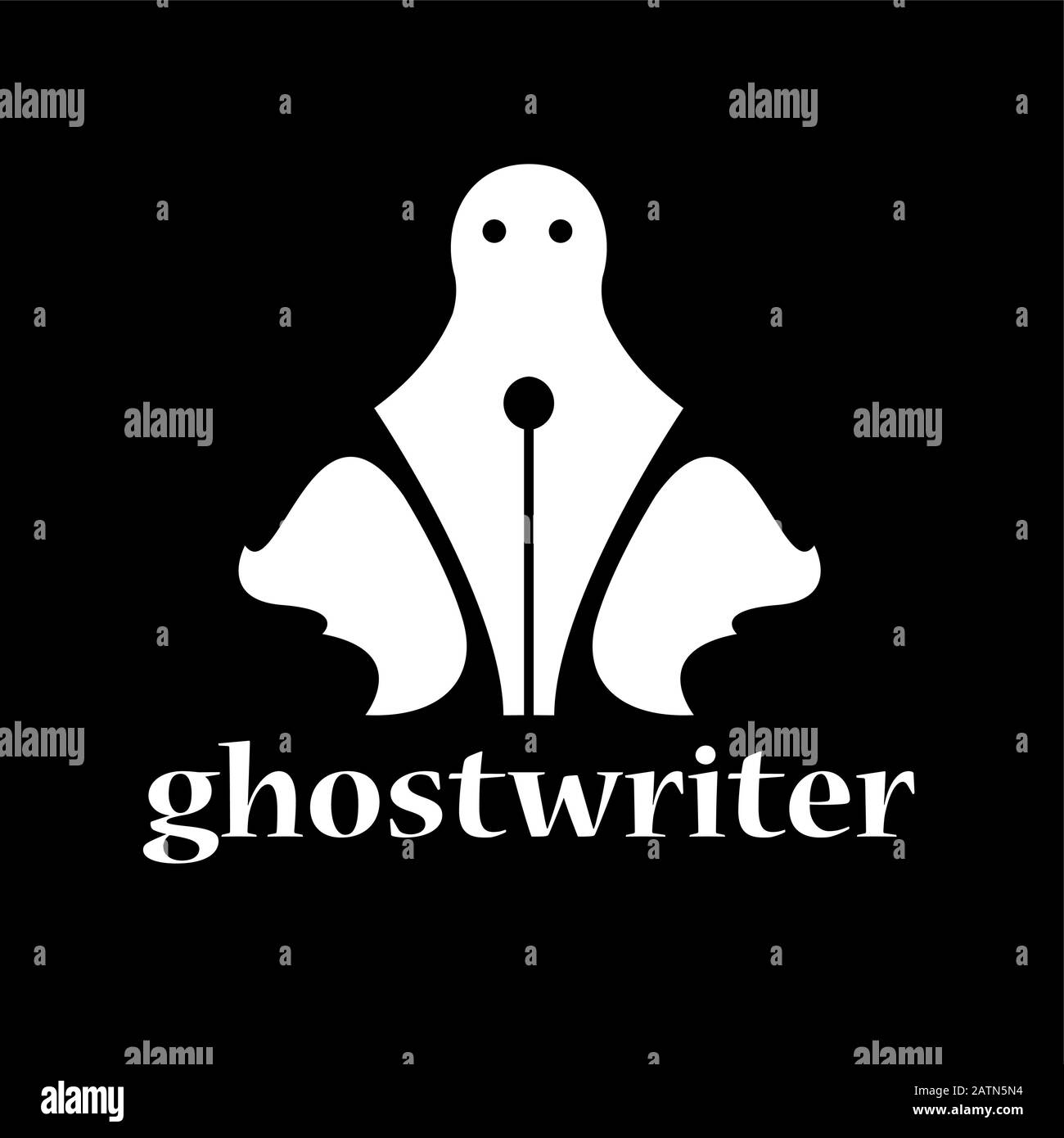 Vector sign ghostwriter. Fountain pen and ghost. shadow writer concept ...