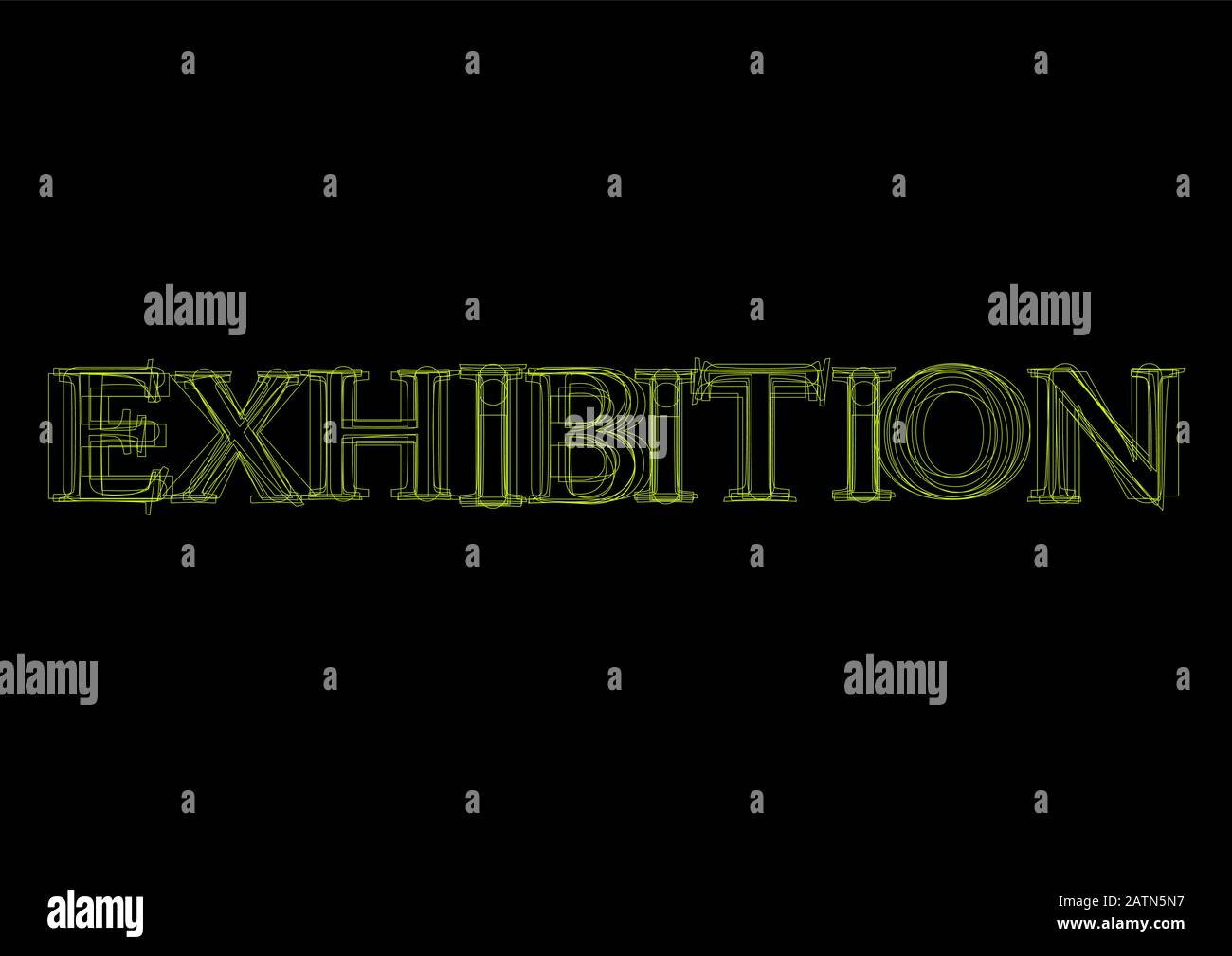 Vector word exhibition, green light on black background Stock Vector ...