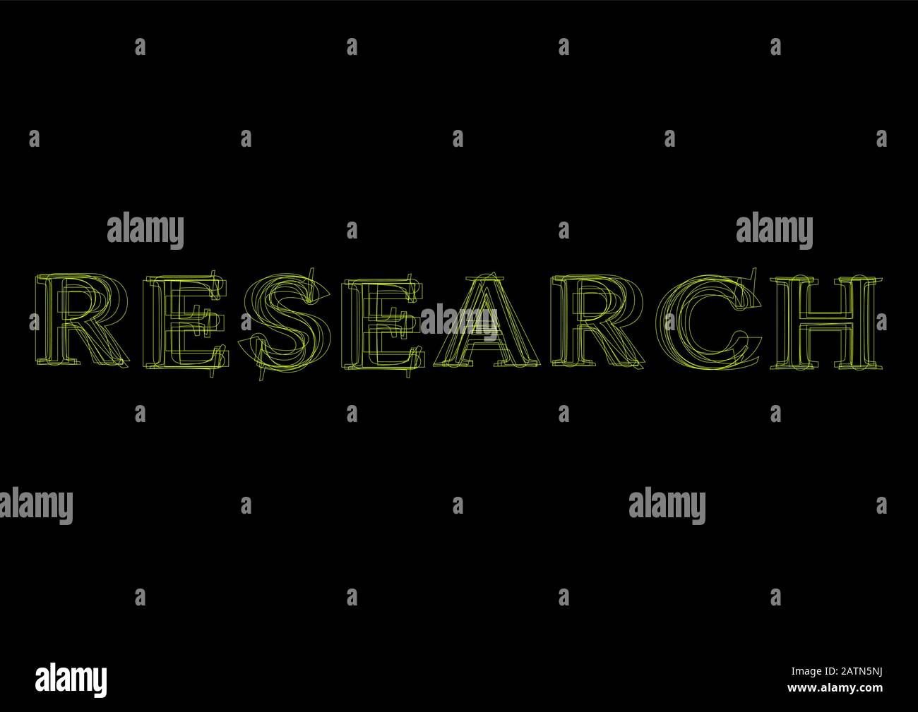 Vector word research, green light on black background Stock Vector ...