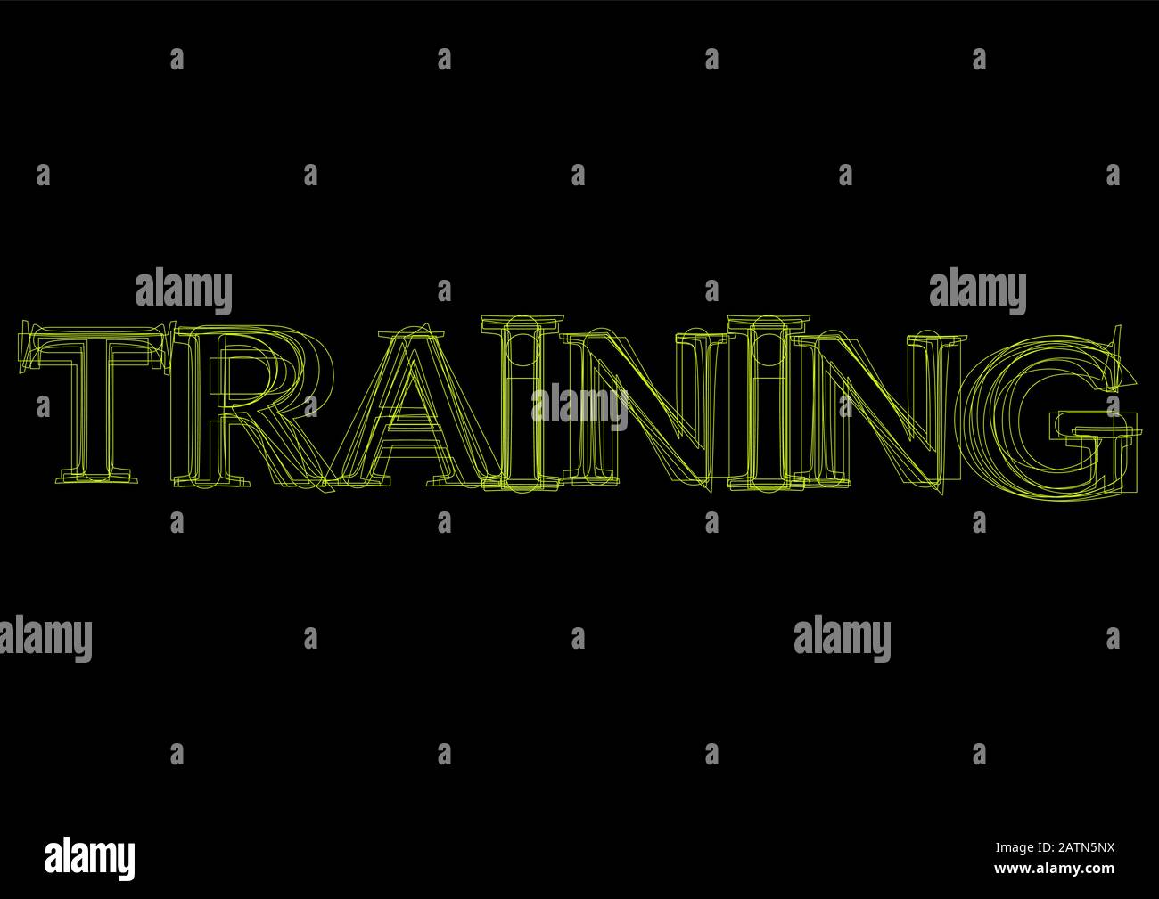 Vector word training, green light on black background Stock Vector ...