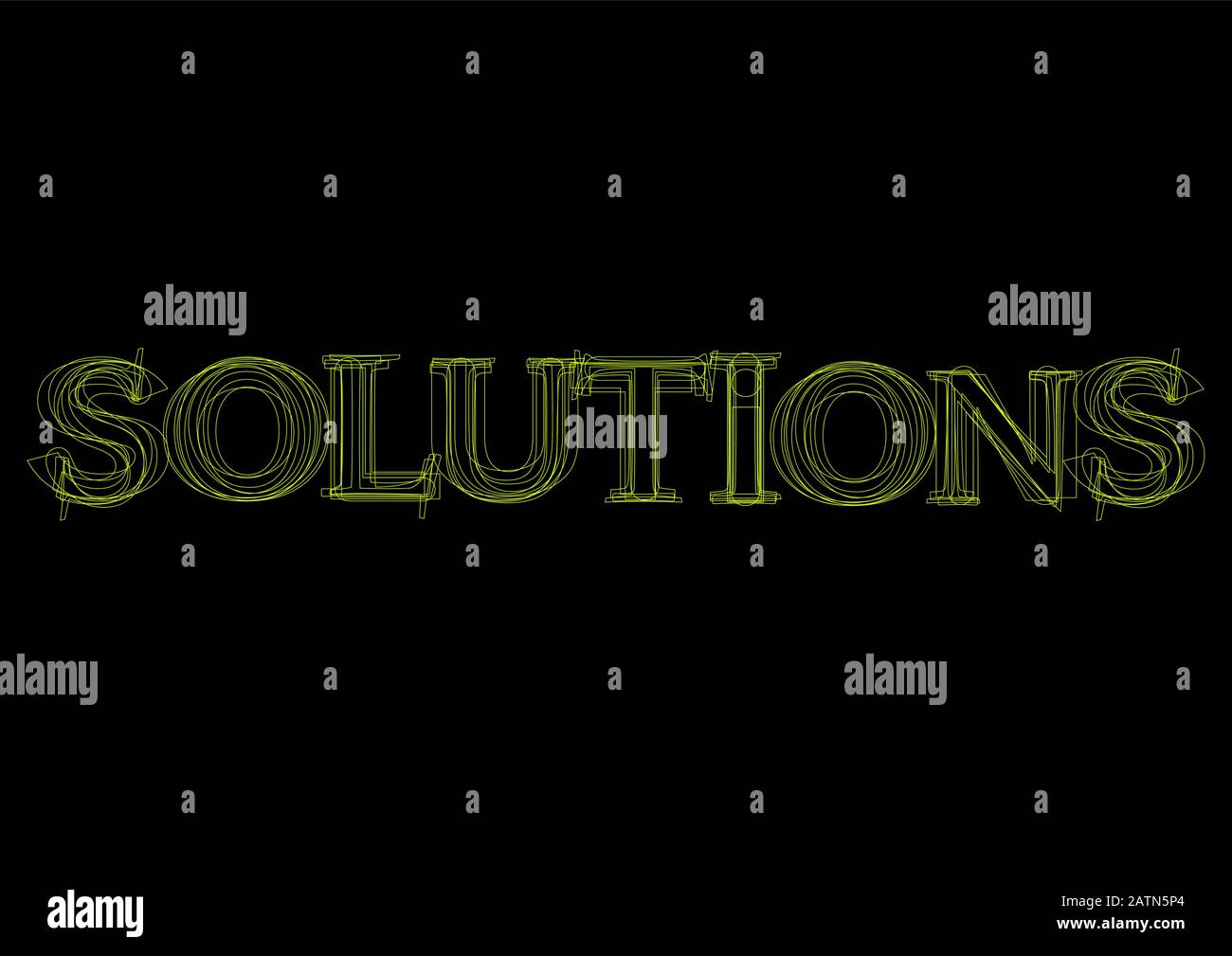 Vector word solutions, green light on black background Stock Vector ...