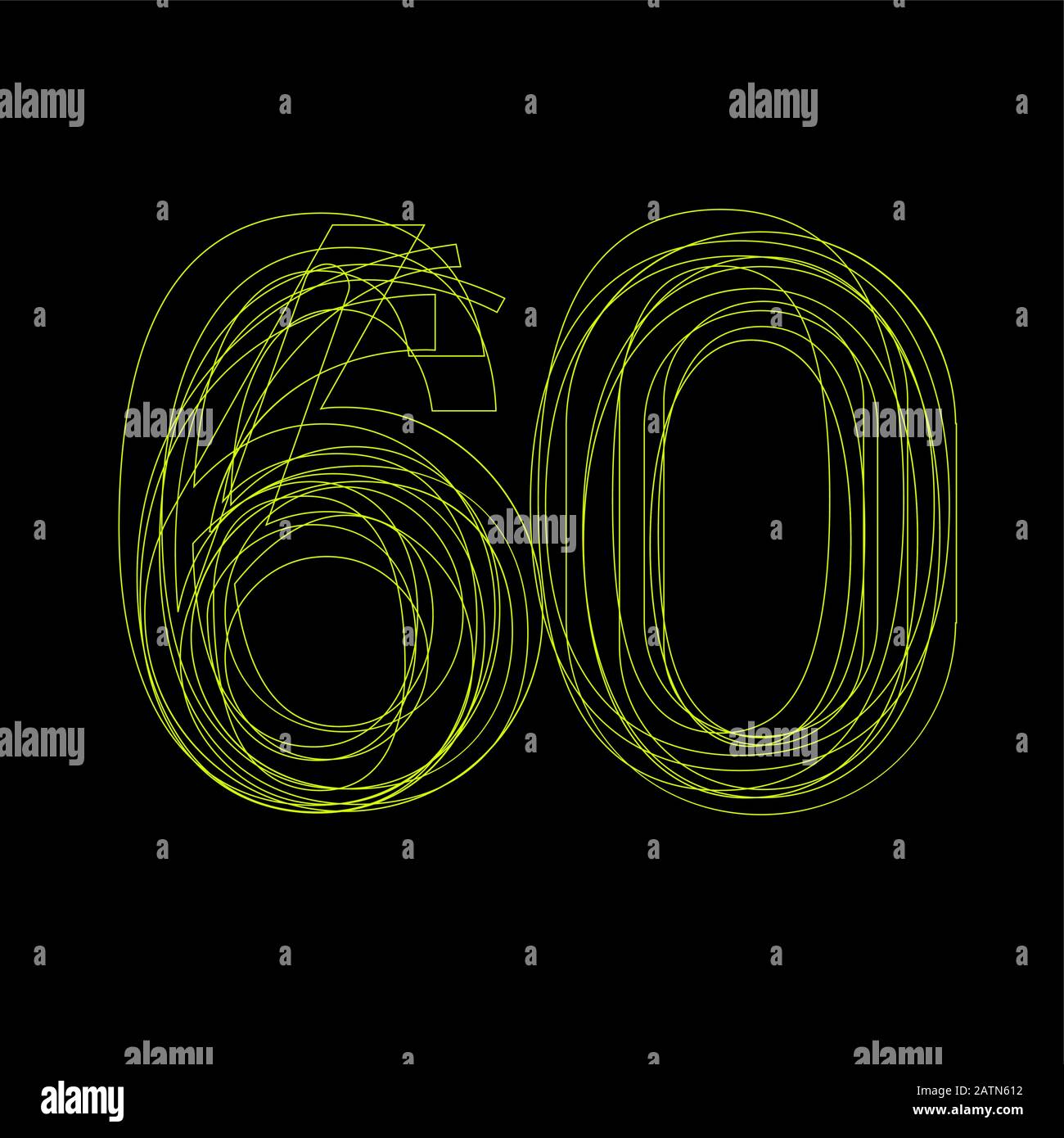 Vector sign linear fluorescent number 60, green light on black ...