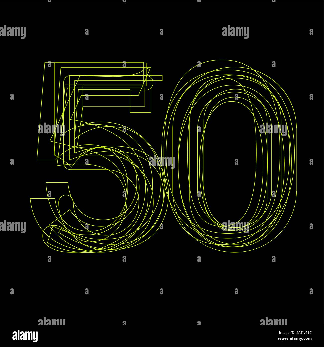 Vector sign linear fluorescent number 50, green light on black ...