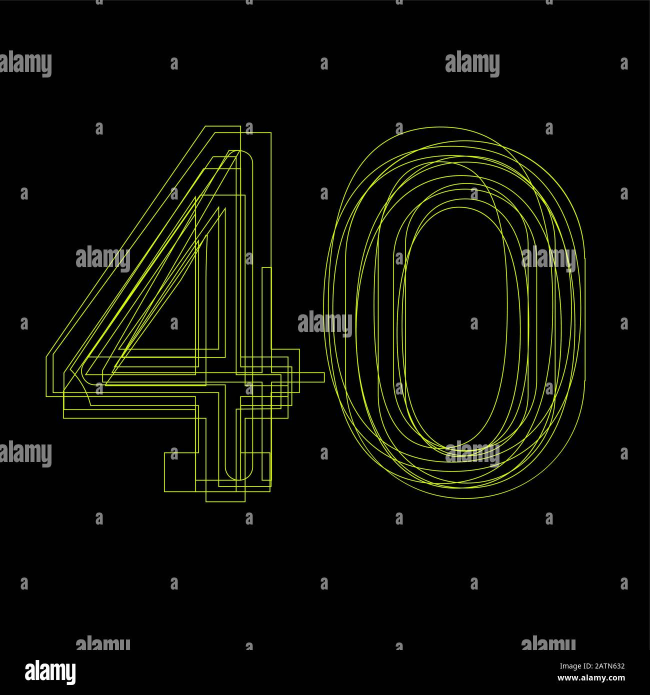 Vector sign linear fluorescent number 40, green light on black ...
