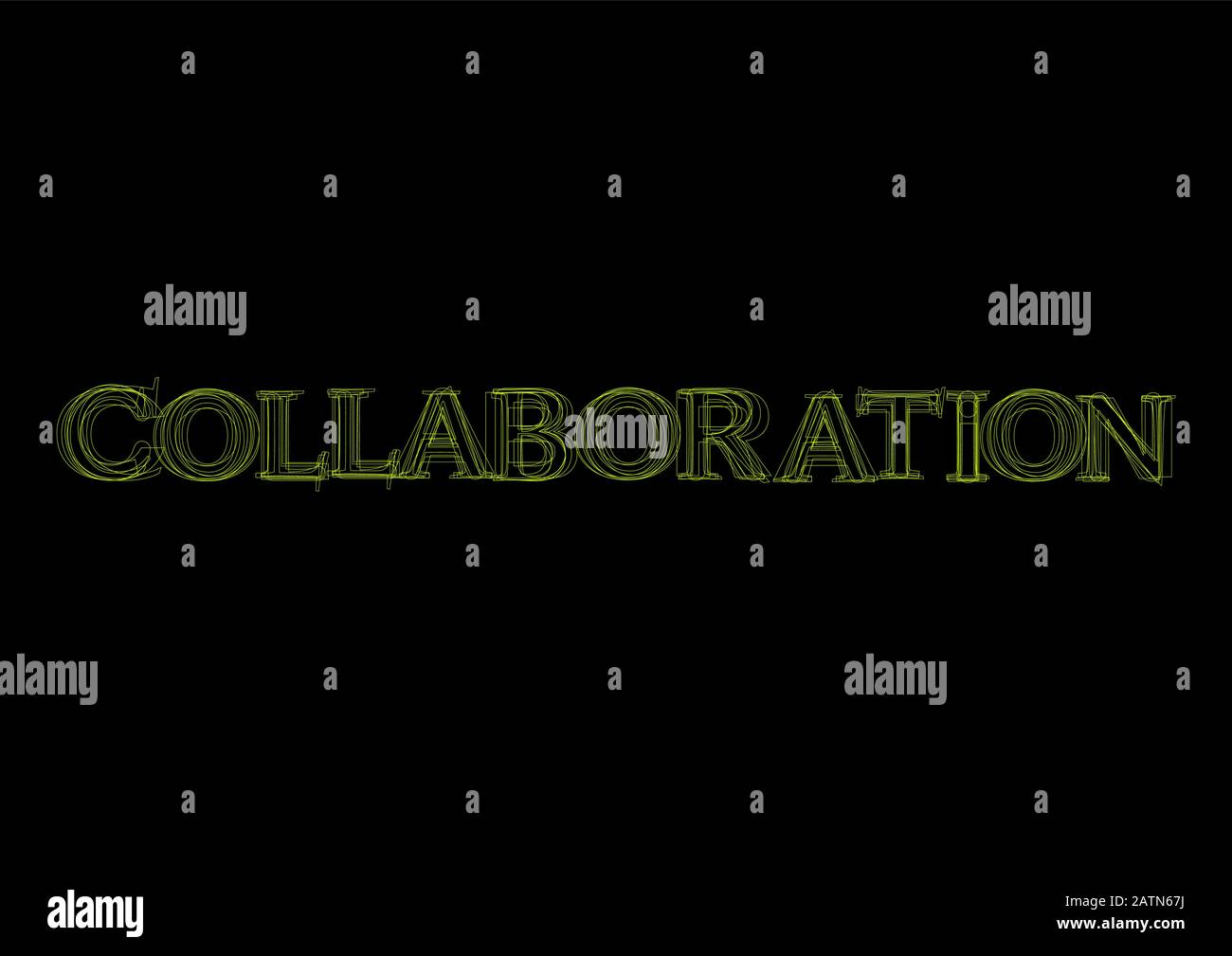 Vector word collaboration, green light on black background Stock Vector ...