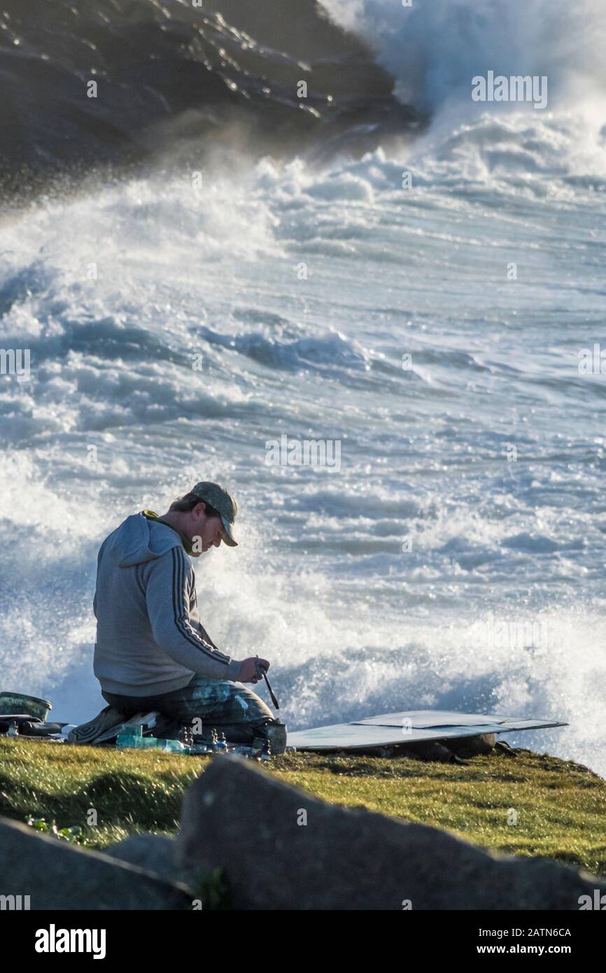 Stewart Edmondson an artist from Devon painting plein air overlooking ...
