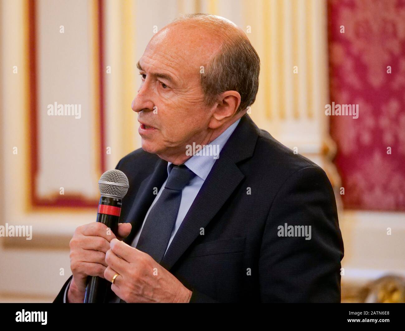 Gerard Collomb, Mayor of Lyon, delivers speech, Lyon, France Stock ...