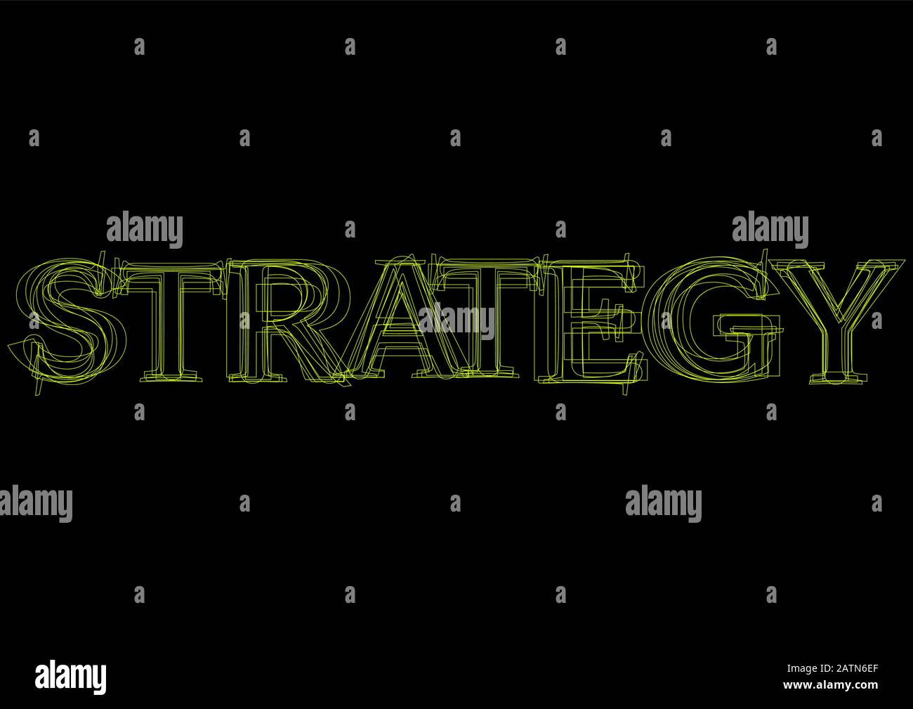 Vector word strategy, green light on black background Stock Vector ...