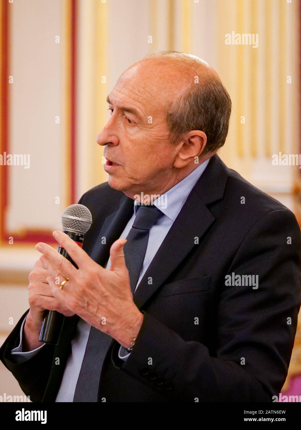 Gerard Collomb, Mayor of Lyon, delivers speech, Lyon, France Stock ...