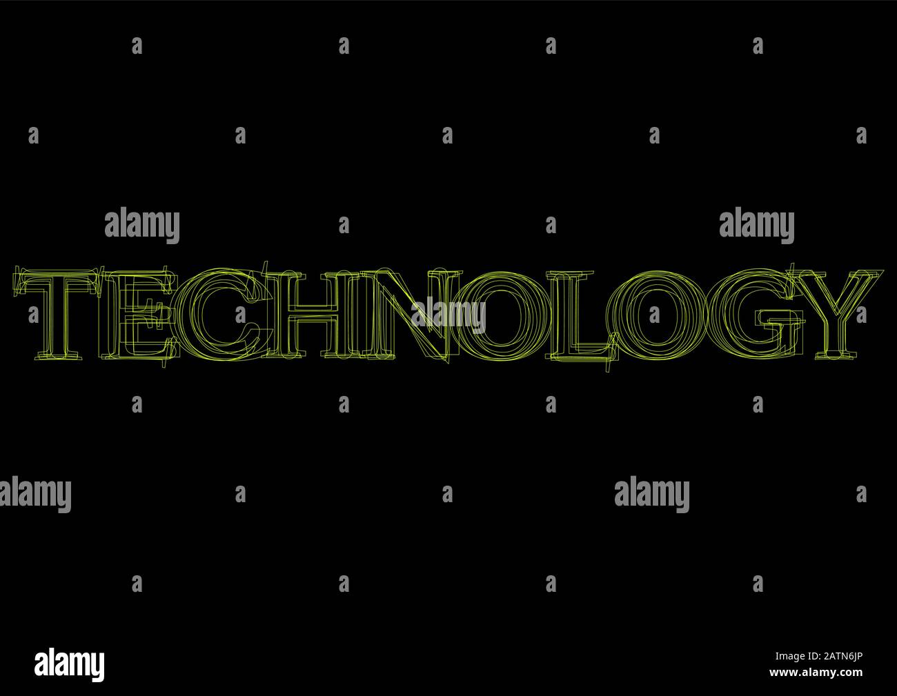 Vector word technology, green light on black background Stock Vector ...
