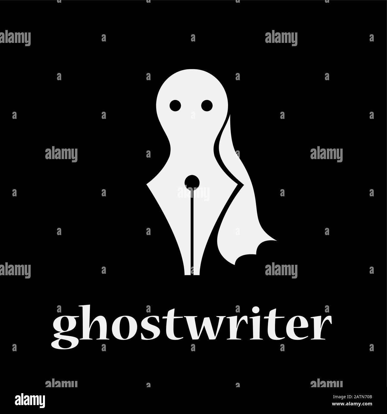 Vector sign ghostwriter. Fountain pen and ghost. shadow writer concept ...