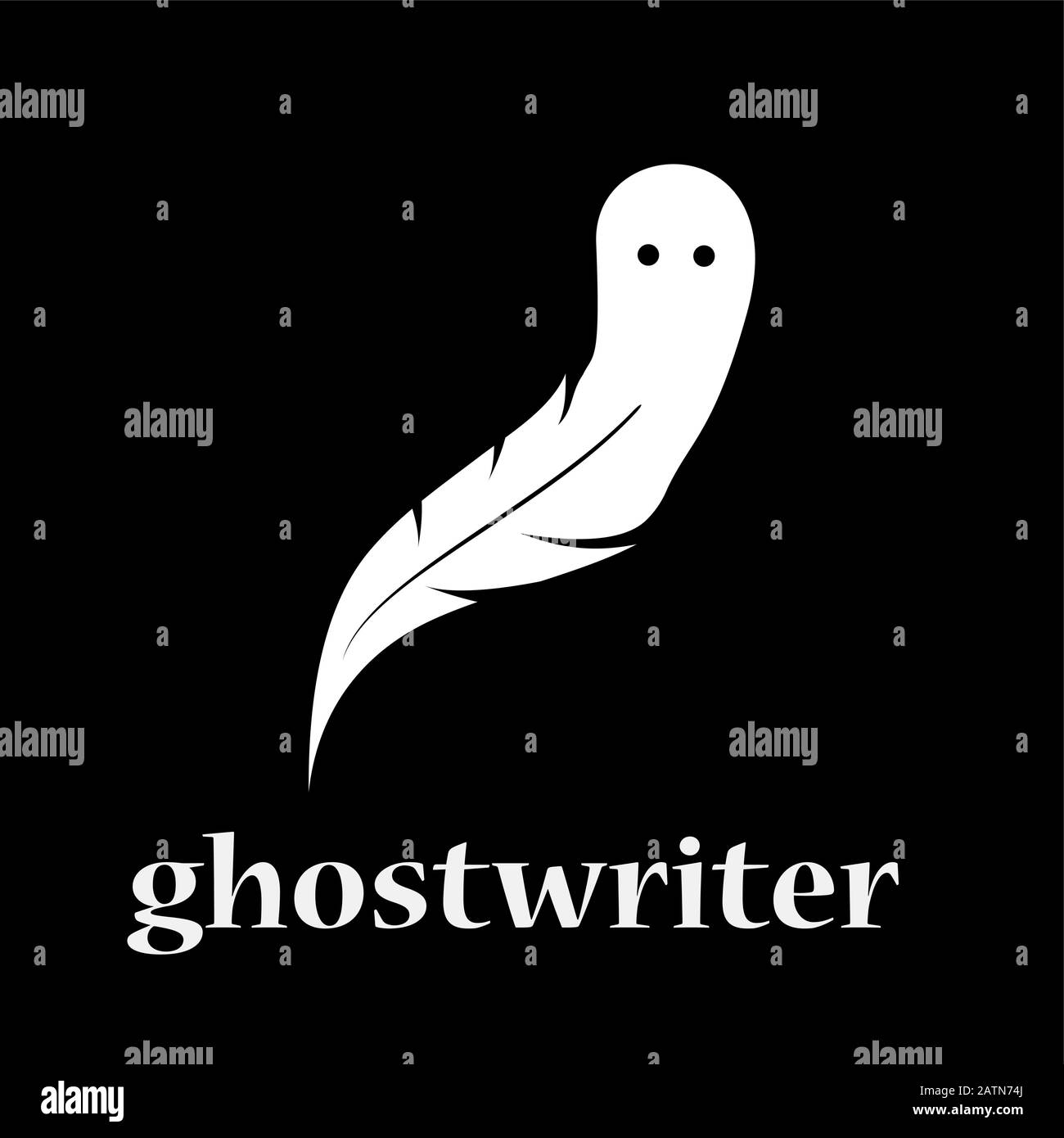 Vector sign ghostwriter. inkwell pen and ghost. shadow writer concept ...