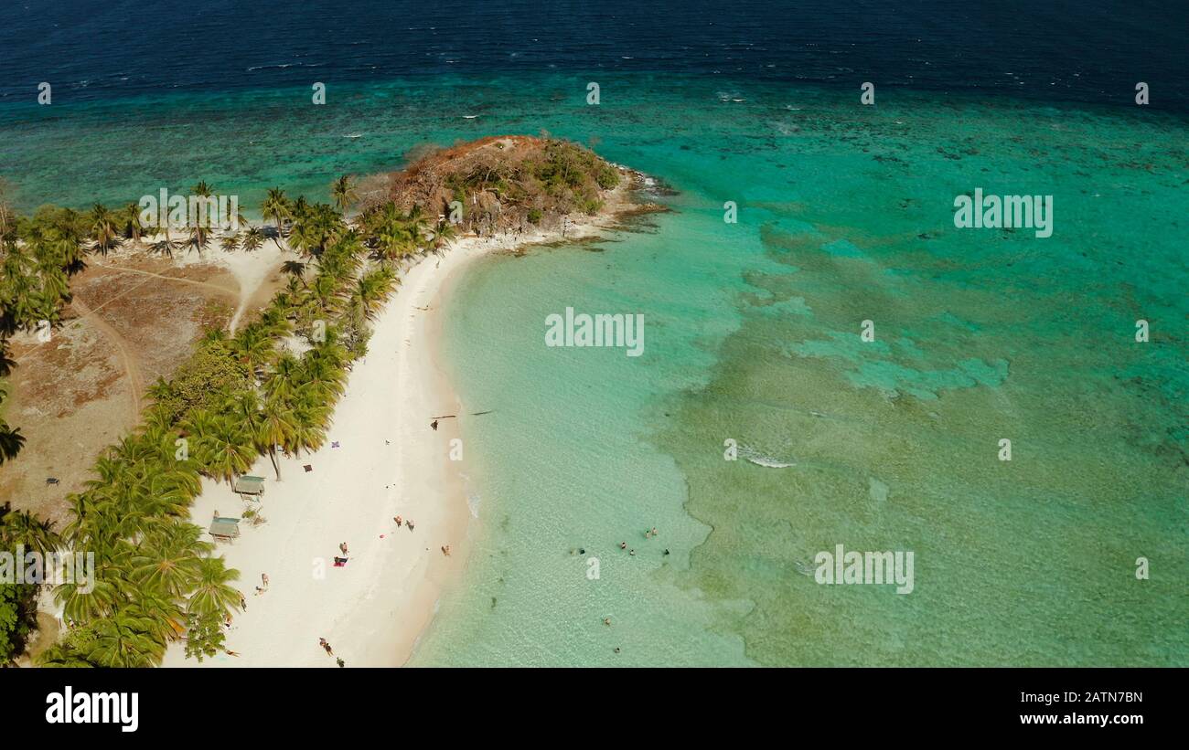 aerial view tropical islands and the blue sea. Palawan, Philippines ...