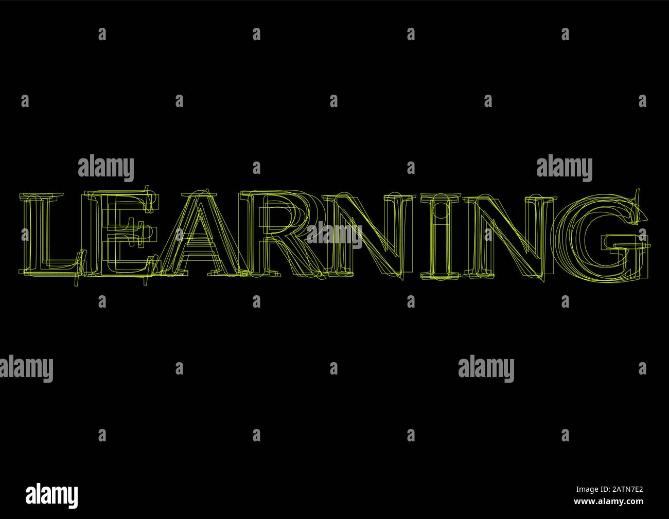 Vector word learning, green light on black background Stock Vector ...