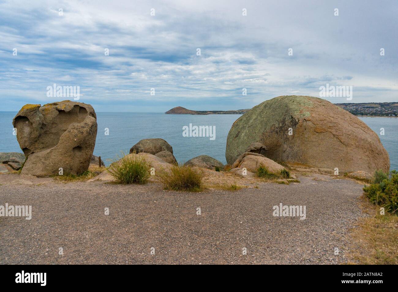 Huge boulders, rocks with sea view. Granite island, South Australia ...