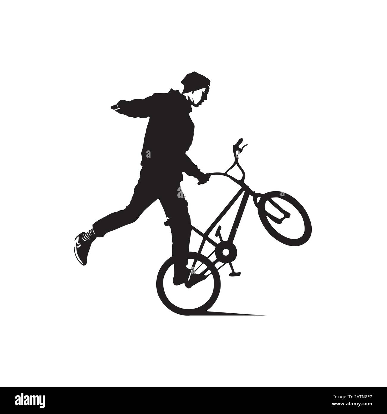 Bmx rider jumps and performs the trick. Background can be changed to ...