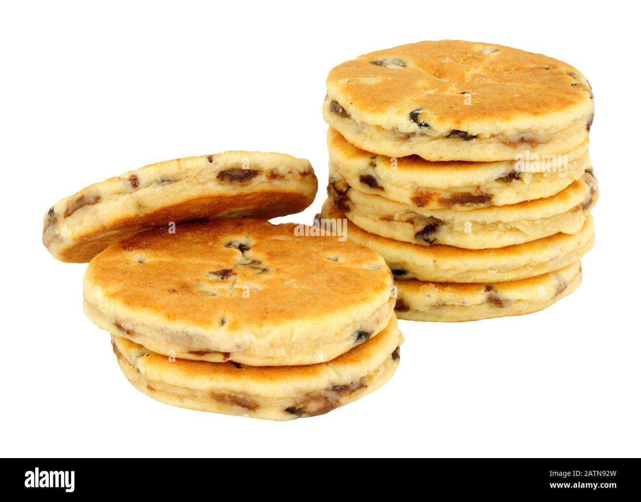 Traditional fruit Welsh cakes isolated on a white background Stock ...