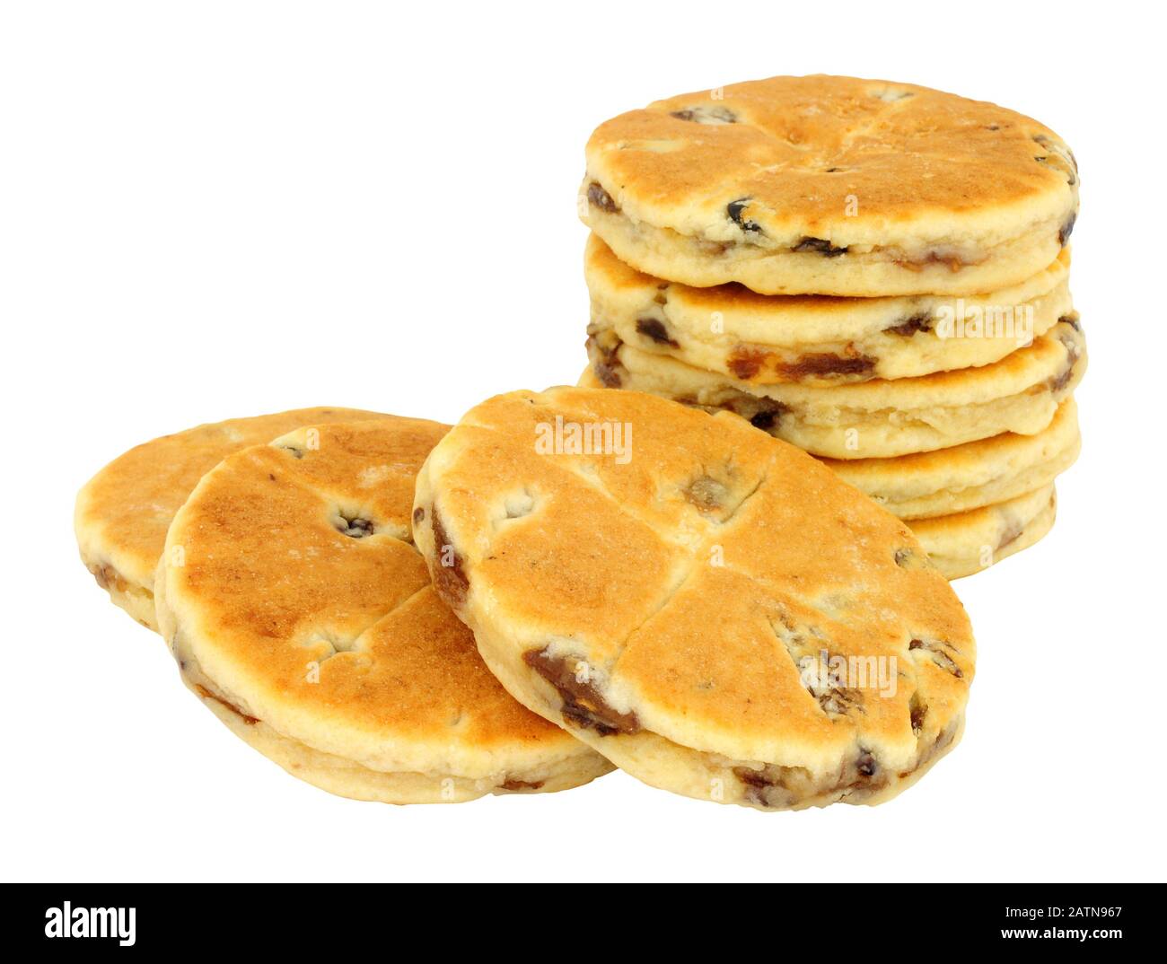 Traditional fruit Welsh cakes isolated on a white background Stock ...