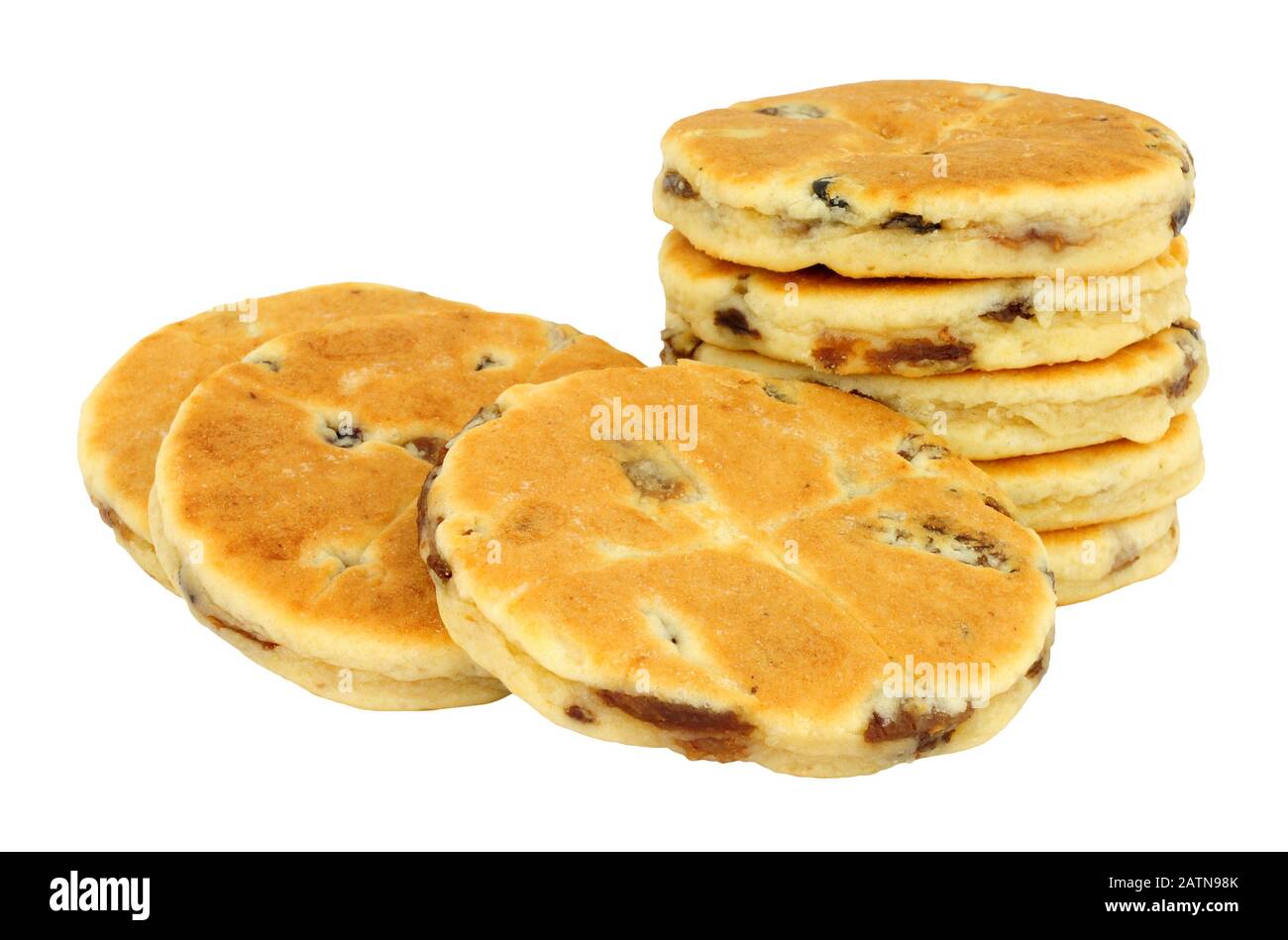 Traditional fruit Welsh cakes isolated on a white background Stock ...