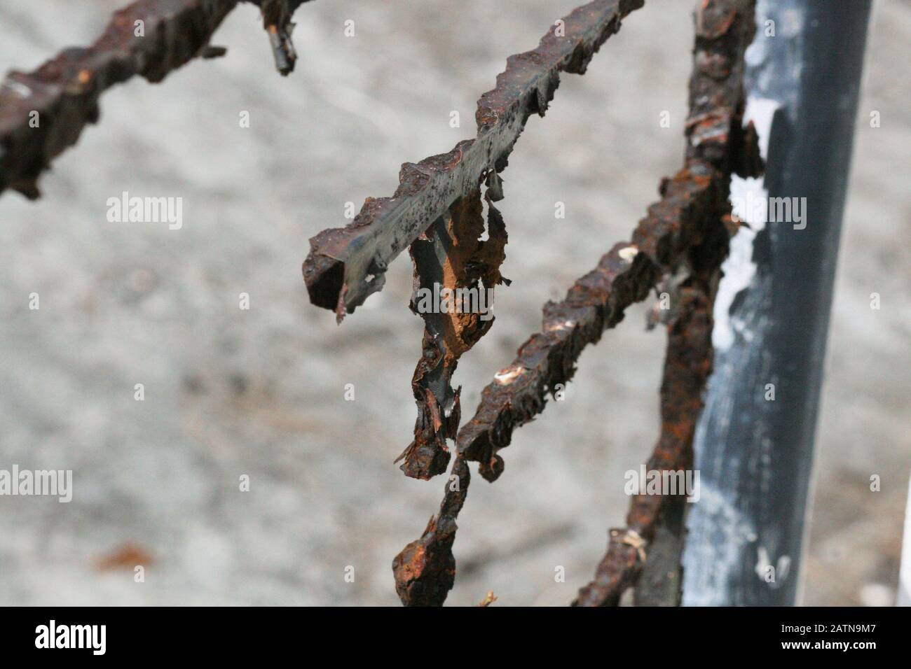 Rusty steel fence in an abandoned building Stock Photo - Alamy