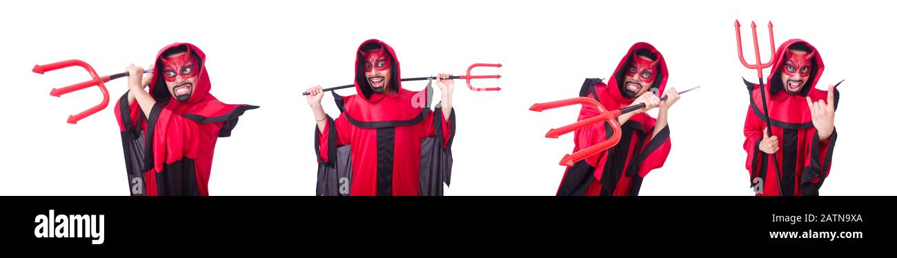 The man devil in red costume Stock Photo - Alamy