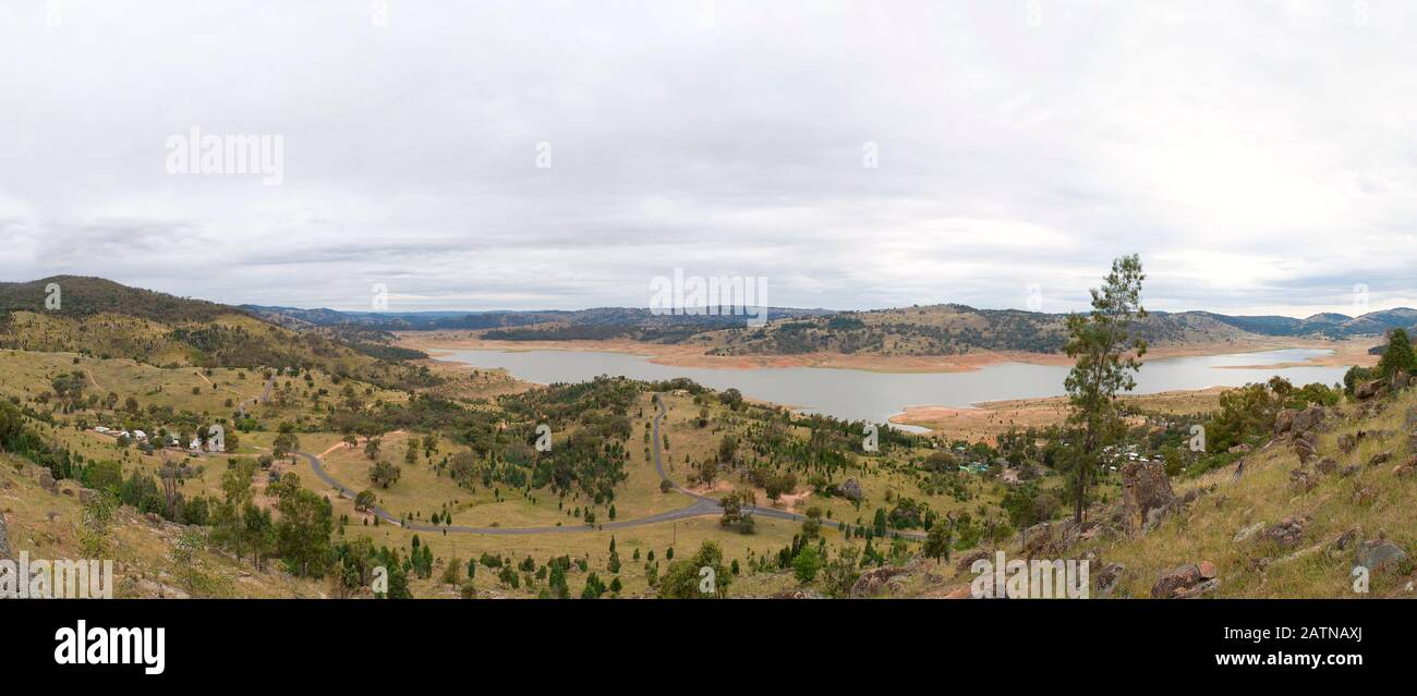 Panorama landscape of natural parkland with lake, dam. Nature ...