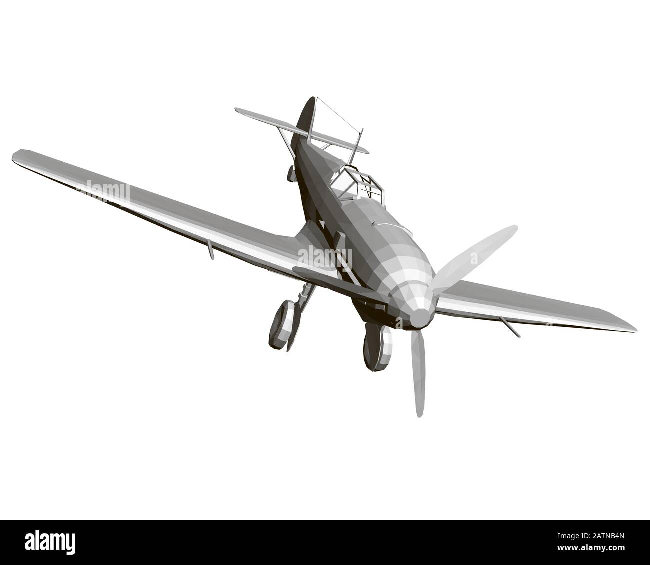 Old German military aircraft. Polygonal airplane isolated on a white ...