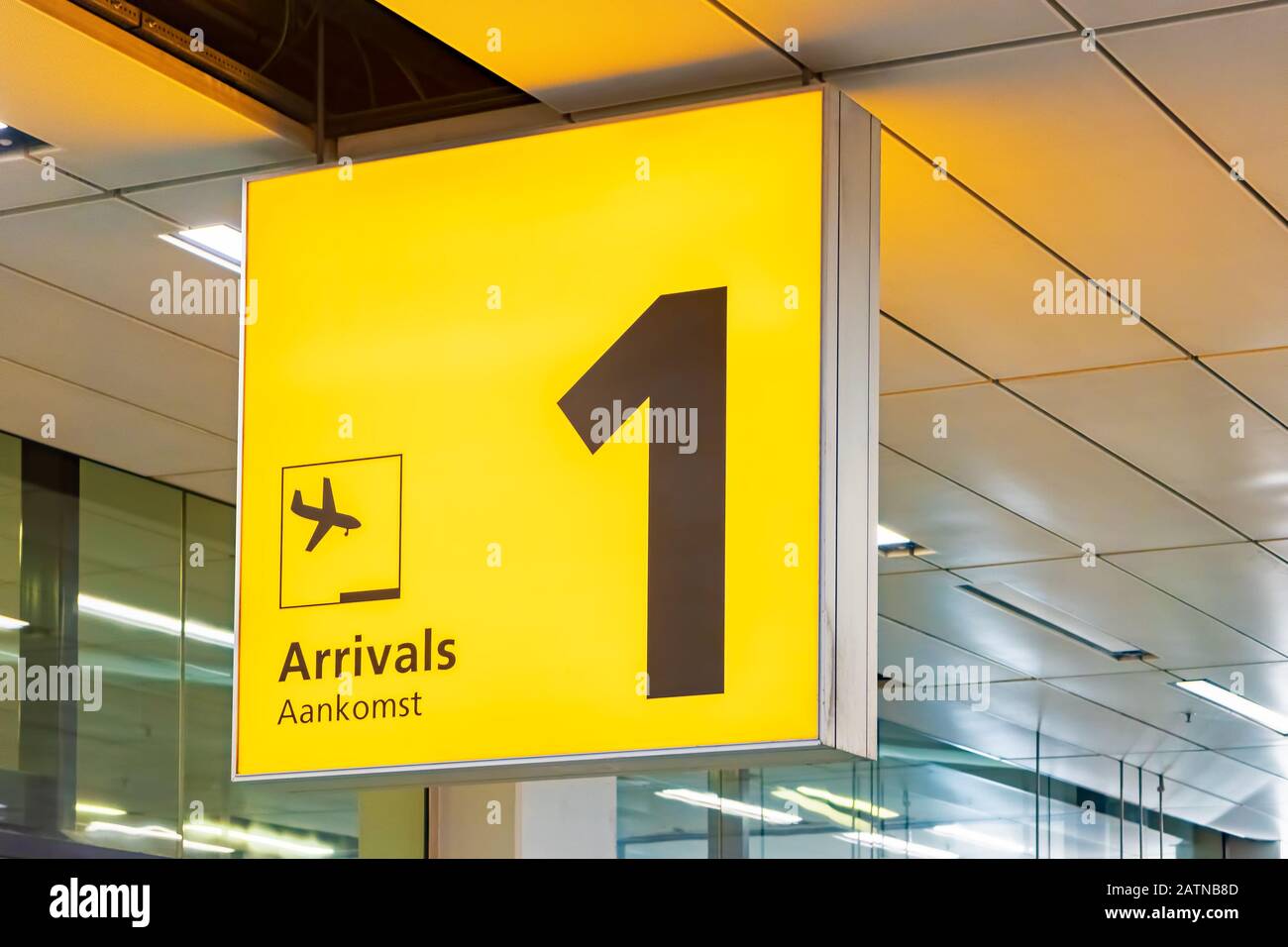 Transport sign airport airplane information yellow illuminate hi-res ...