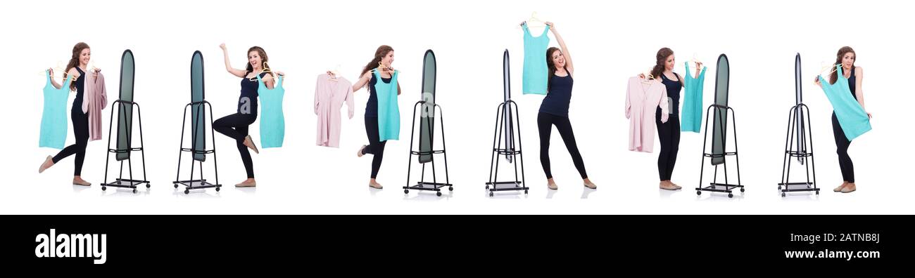 Female friends trying new clothes hi-res stock photography and images ...