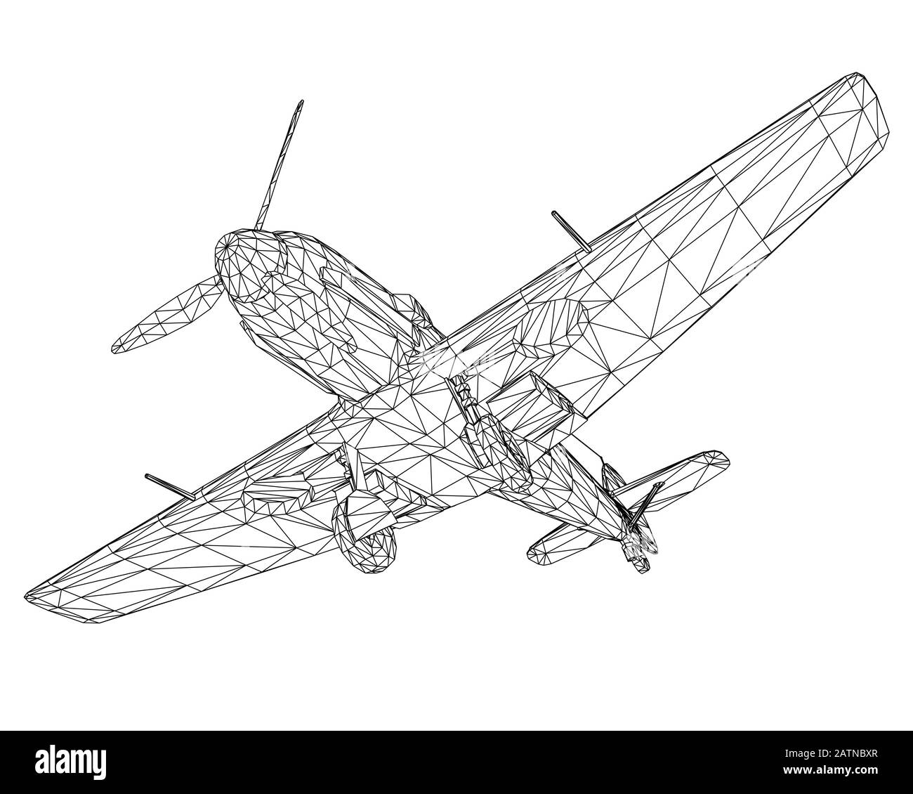 Old German military aircraft. Wireframe airplane isolated on a white ...