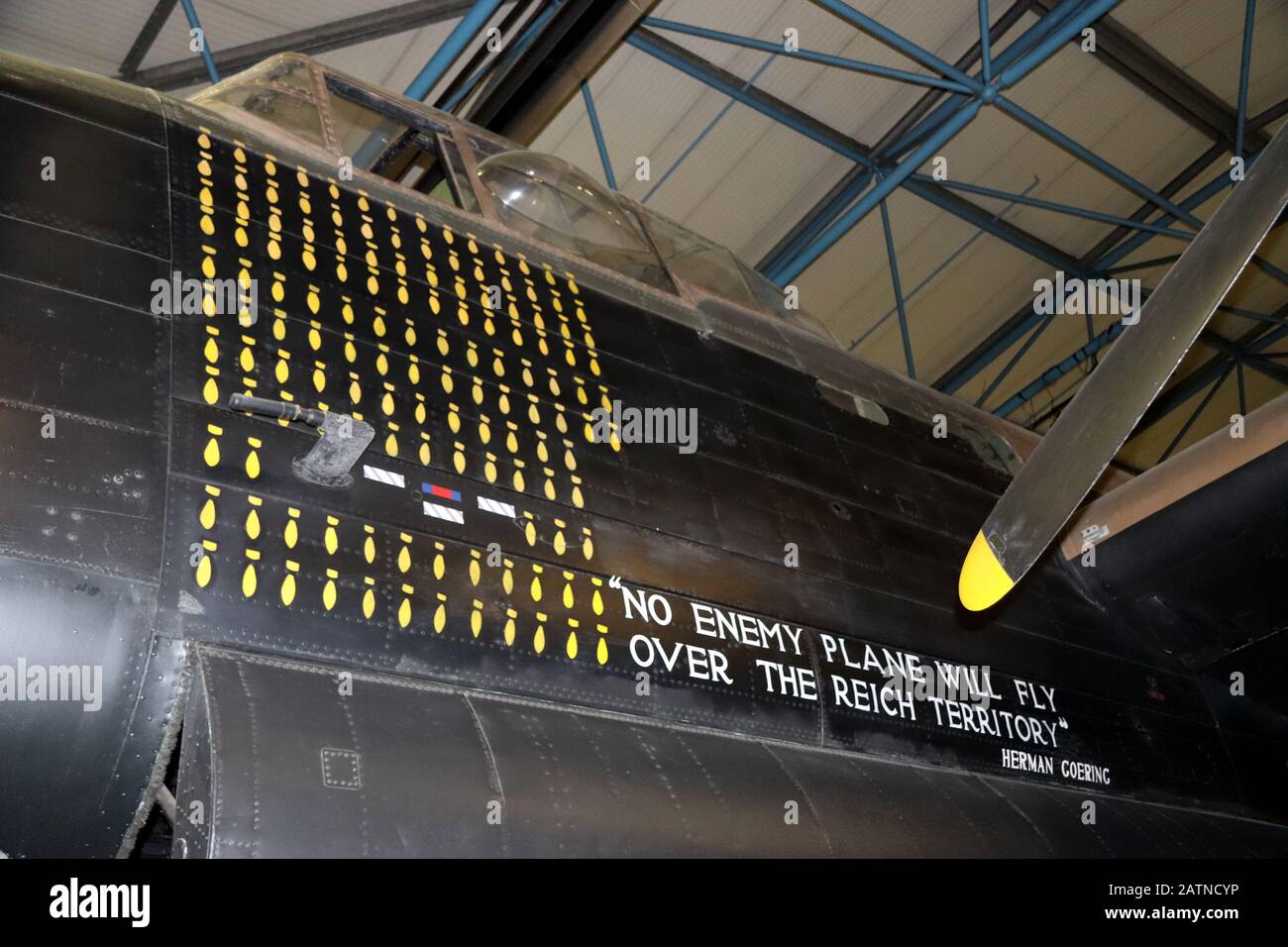 WWII bomber Avro Lancaster R5868 at the RAF Museum, Hendon Stock Photo ...