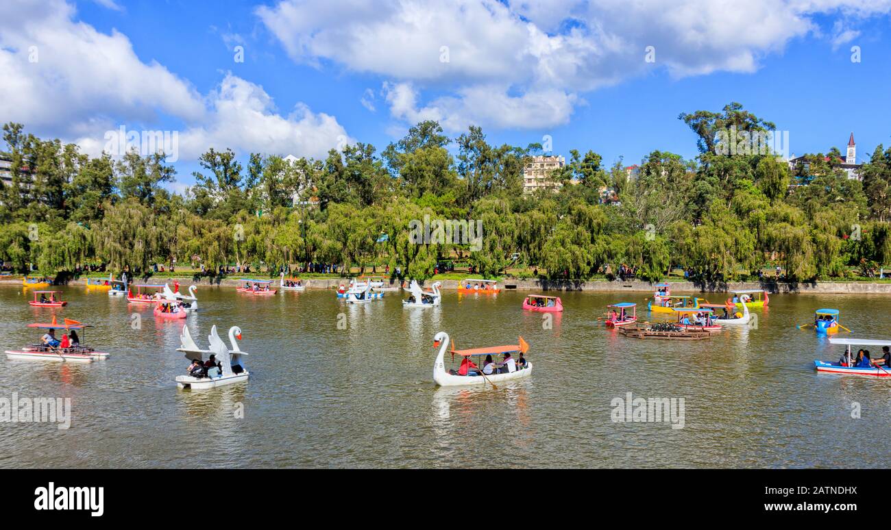 Baguio, Philippines - December 23, 2019: People Riding Boats at Burnham ...