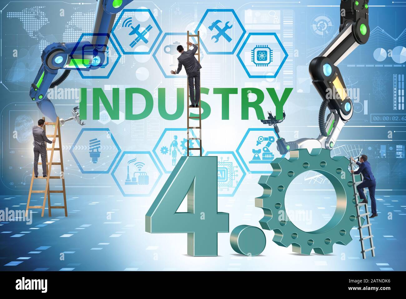 The modern industry 4.0 technical automation concept Stock Photo - Alamy
