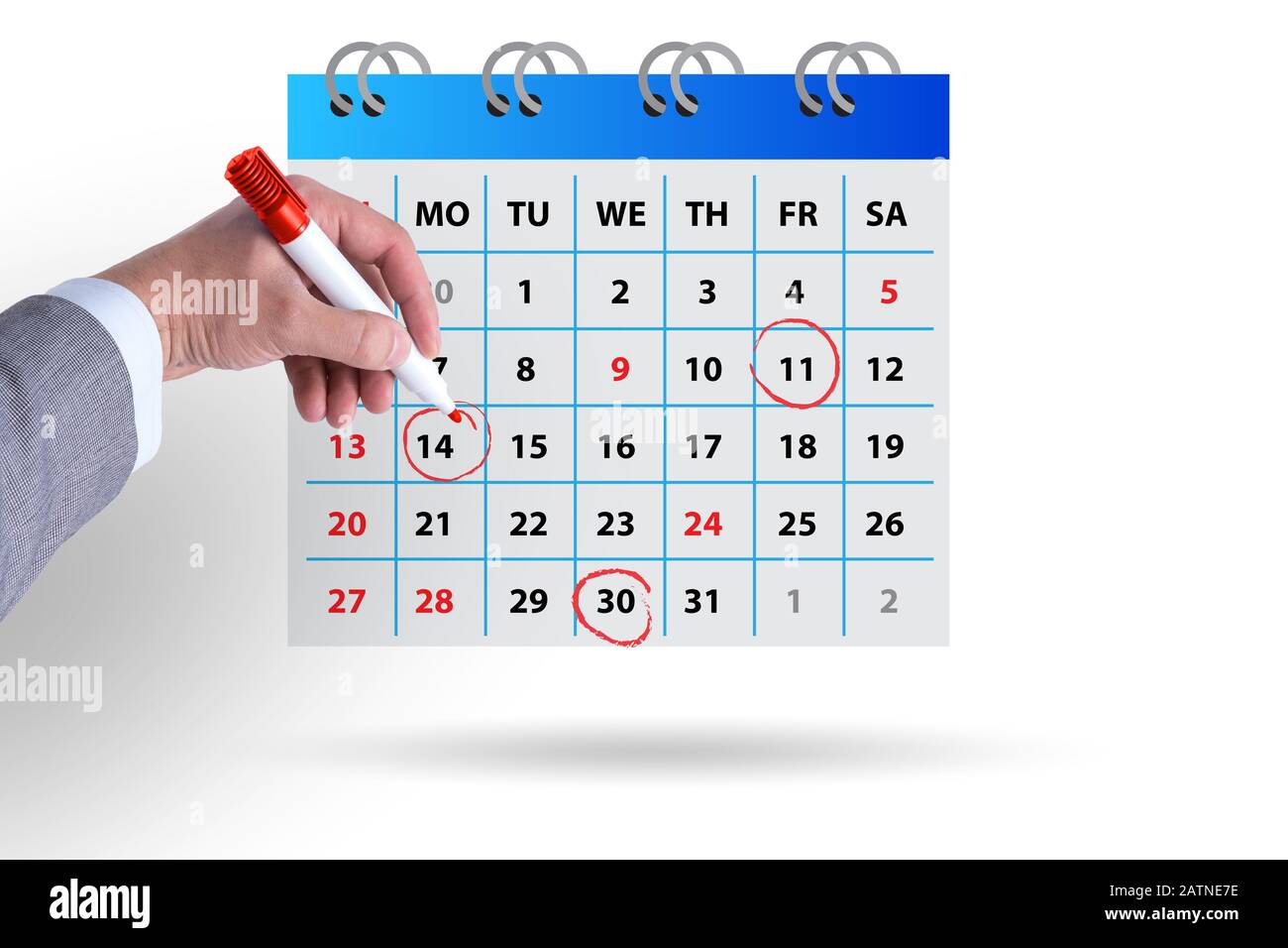 The business calendar concept with businessman Stock Photo - Alamy