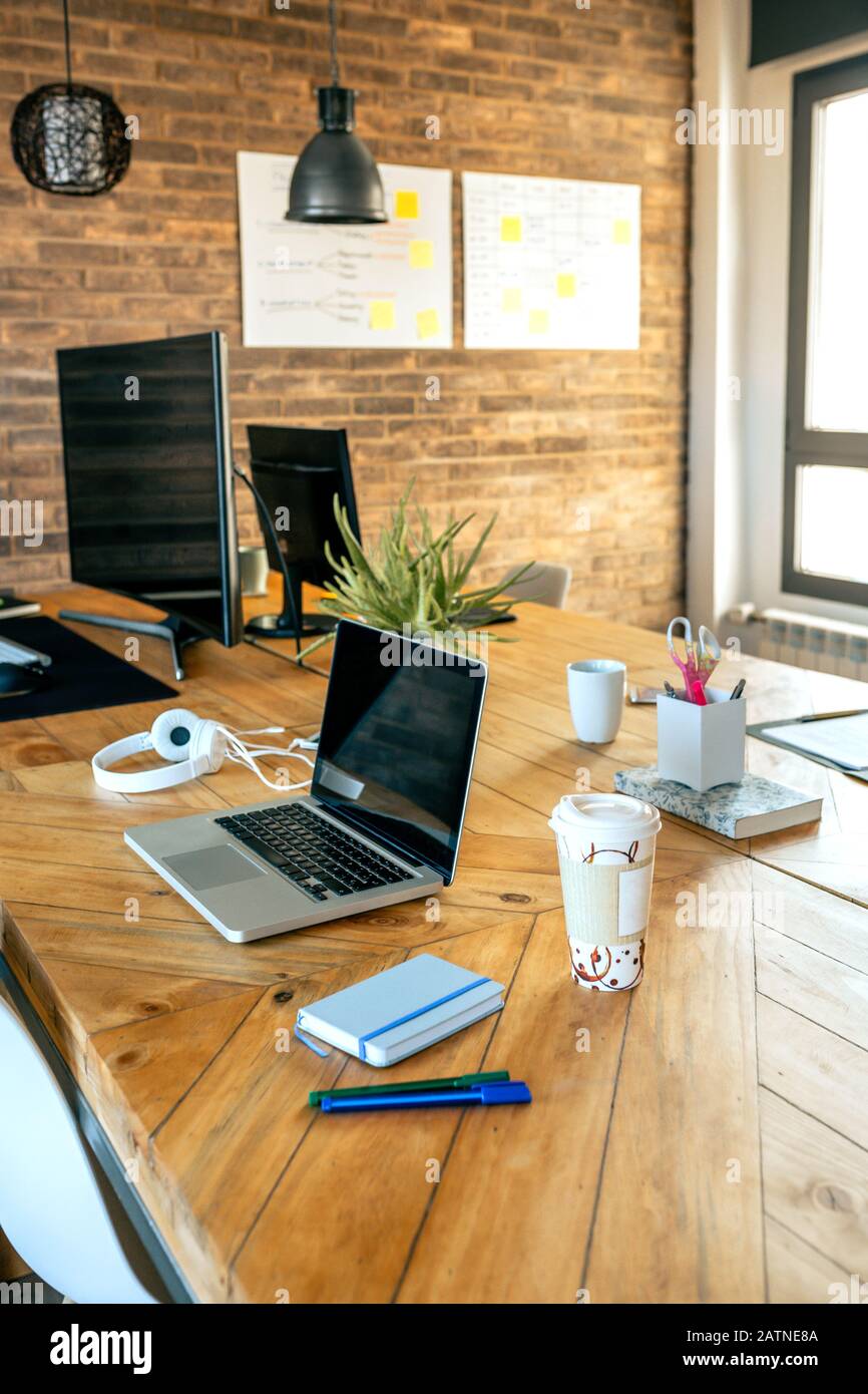 Empty workplace in office laptop hi-res stock photography and images ...