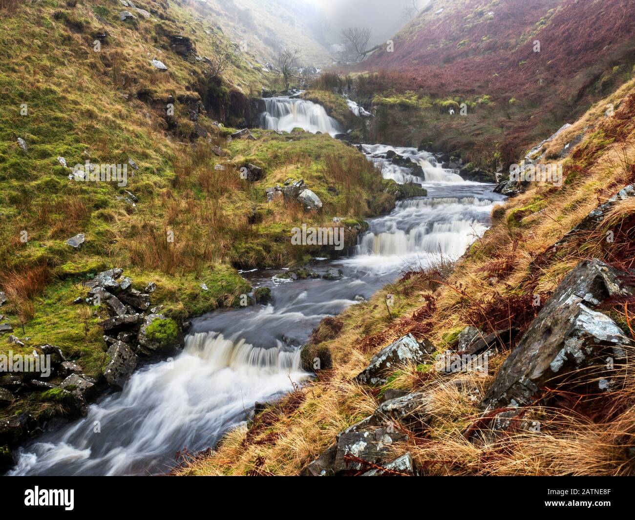 Waterfalls in Force Gill near Ribblehead Yorkshire Dales National Park ...