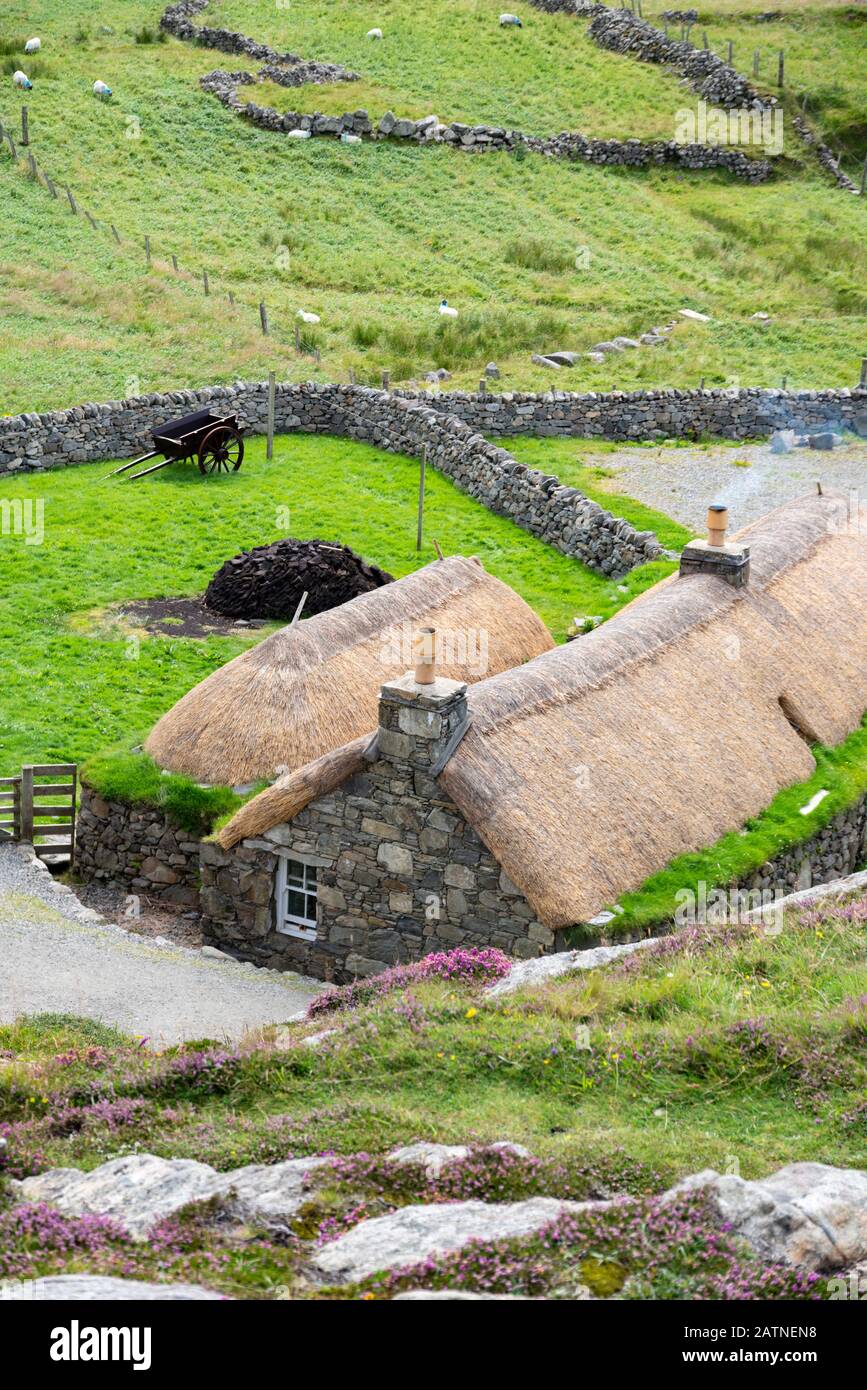 Gearrannan blackhouse village - traditional Hebridean thatched croft ...