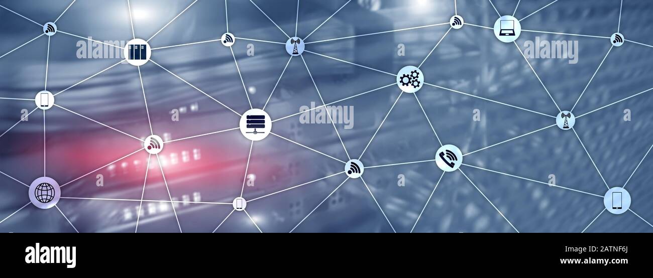 Website Banner Mixed Media. IOT - internet of things concepts. ICT ...