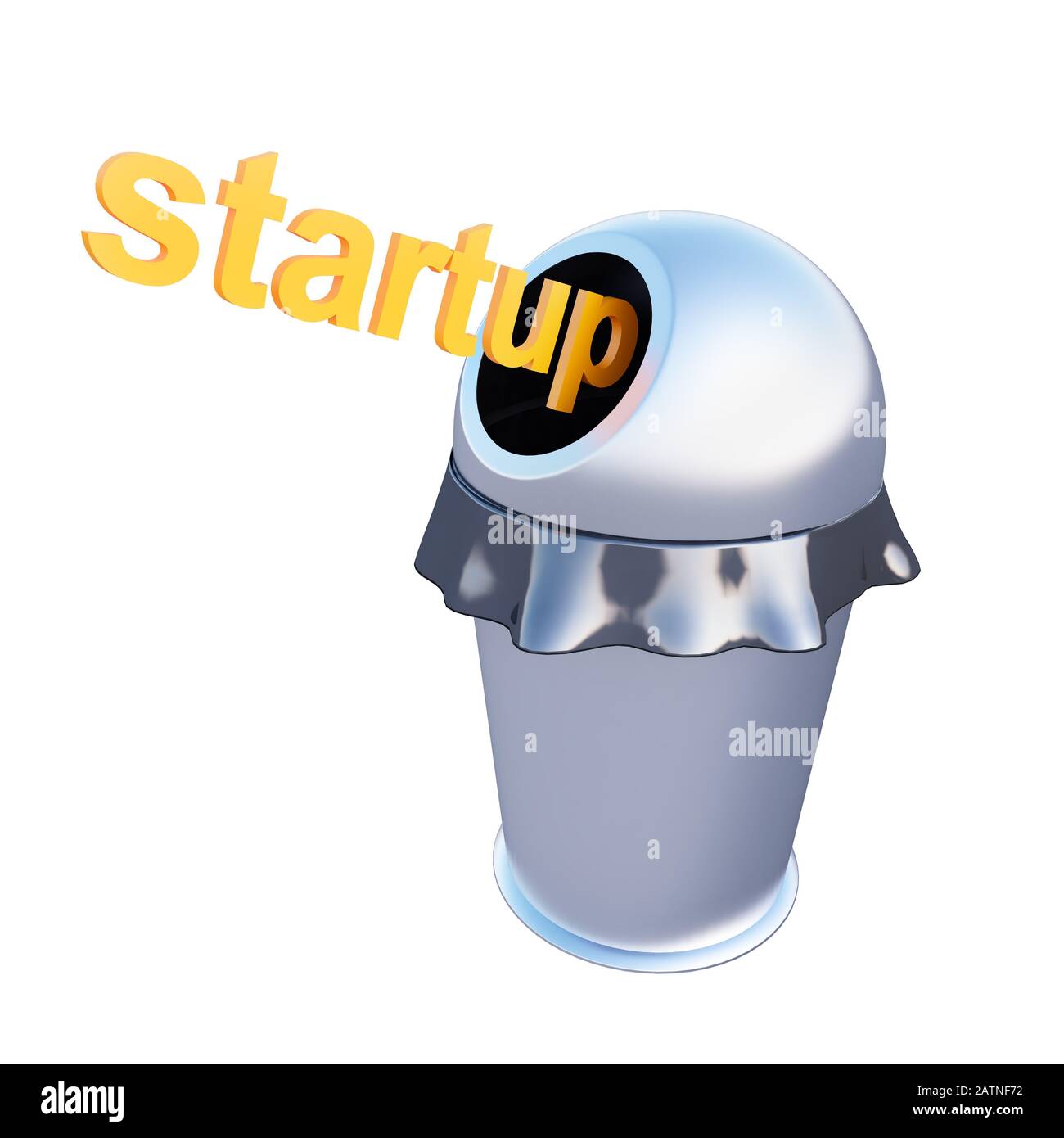 concept startup is thrown into the trash bin. 3d rendering Stock Photo ...