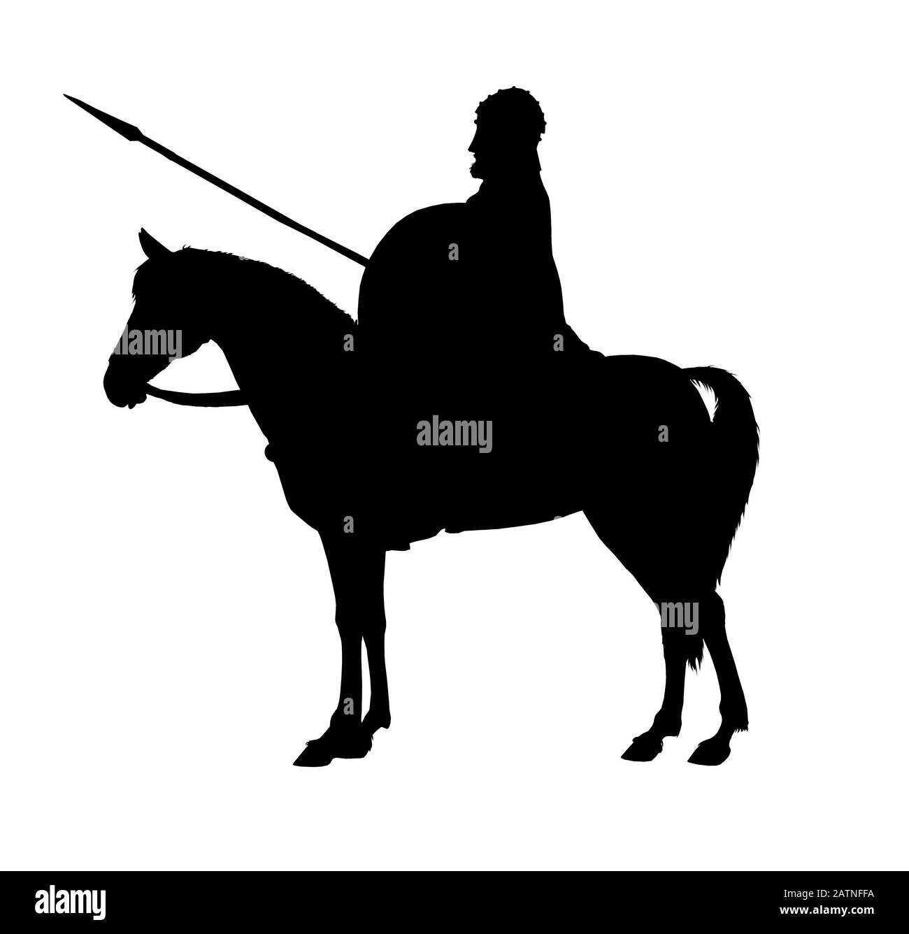 Ancient byzantine rider. Ancient warrior on horseback. Silhouette ...