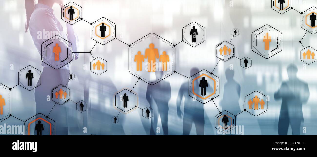 People icons Social network. Orange and black people icons Stock Photo ...