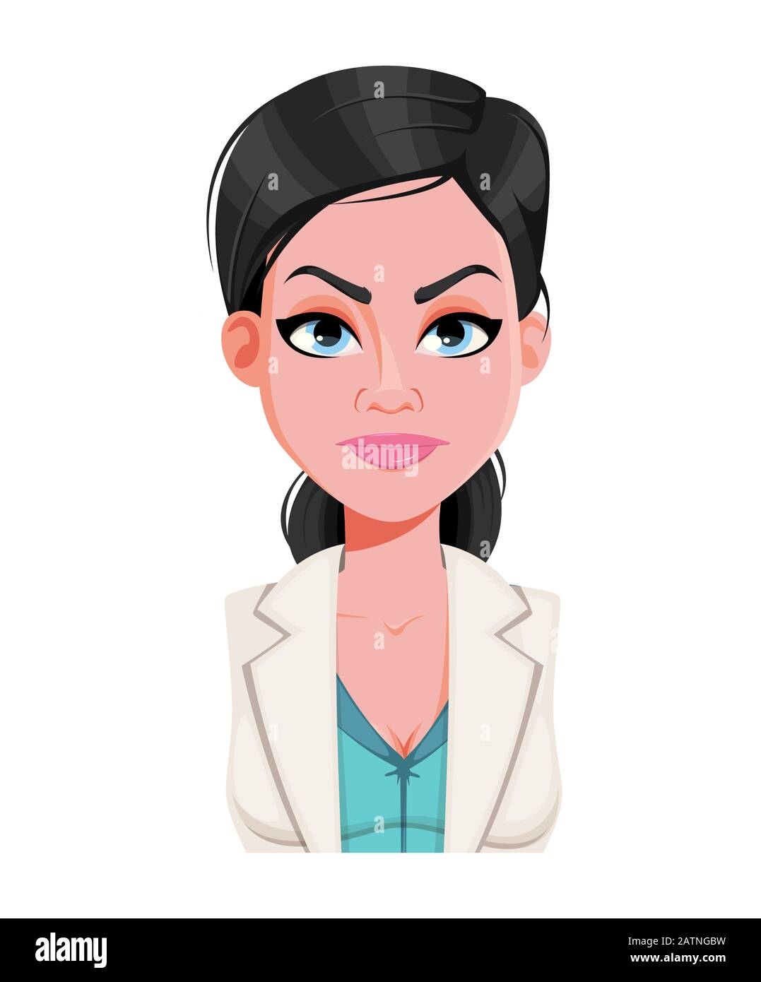 Face expression of beautiful young doctor woman, angry. Female emotion ...
