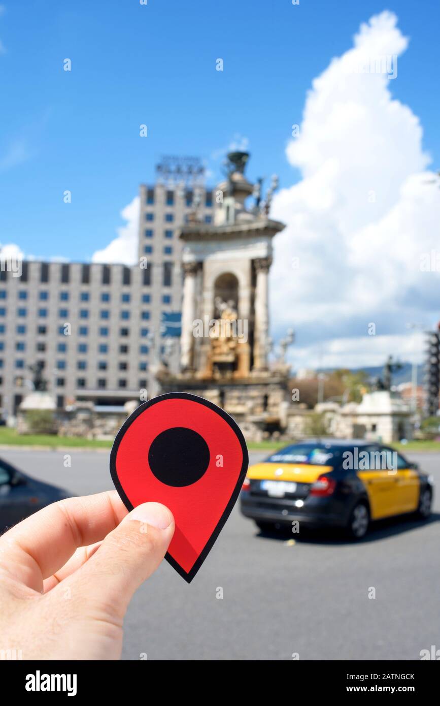 Map city barcelona map pin hi-res stock photography and images - Alamy
